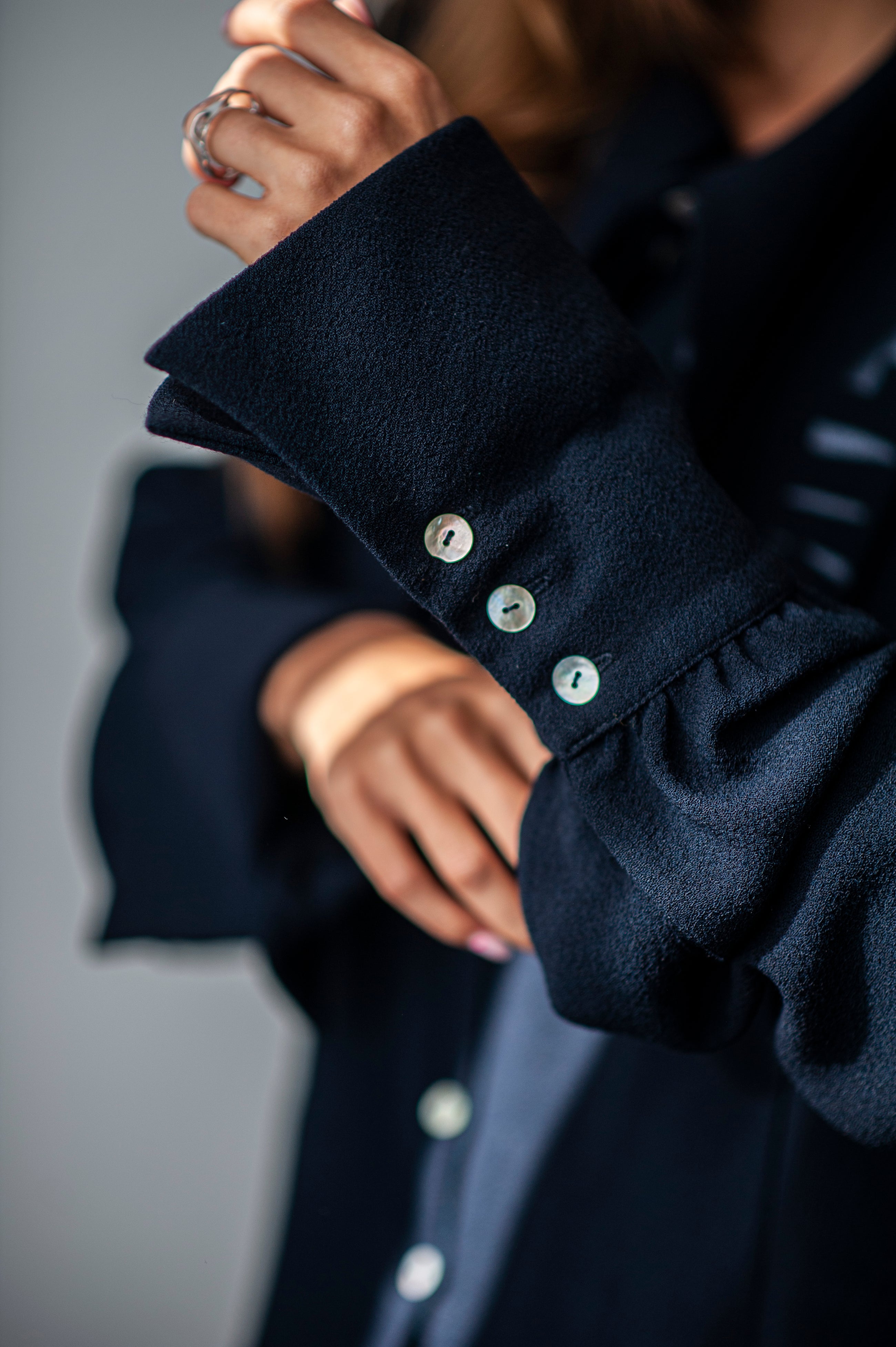 Maxi flared hem shirt dress with fitted waistline